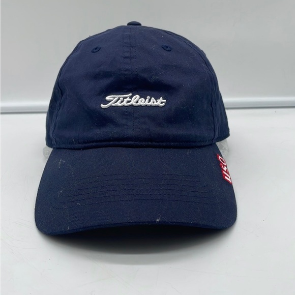 Titleist | Accessories | Titleist Usa Navy Blue Velcro Strap Golf Hat ...